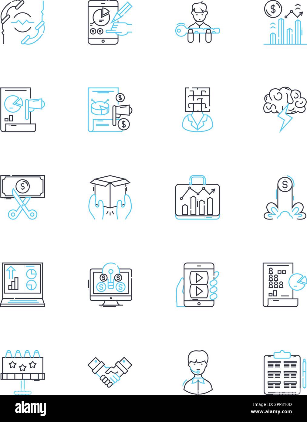 Press release linear icons set. Announcement, News, Media, Publication ...