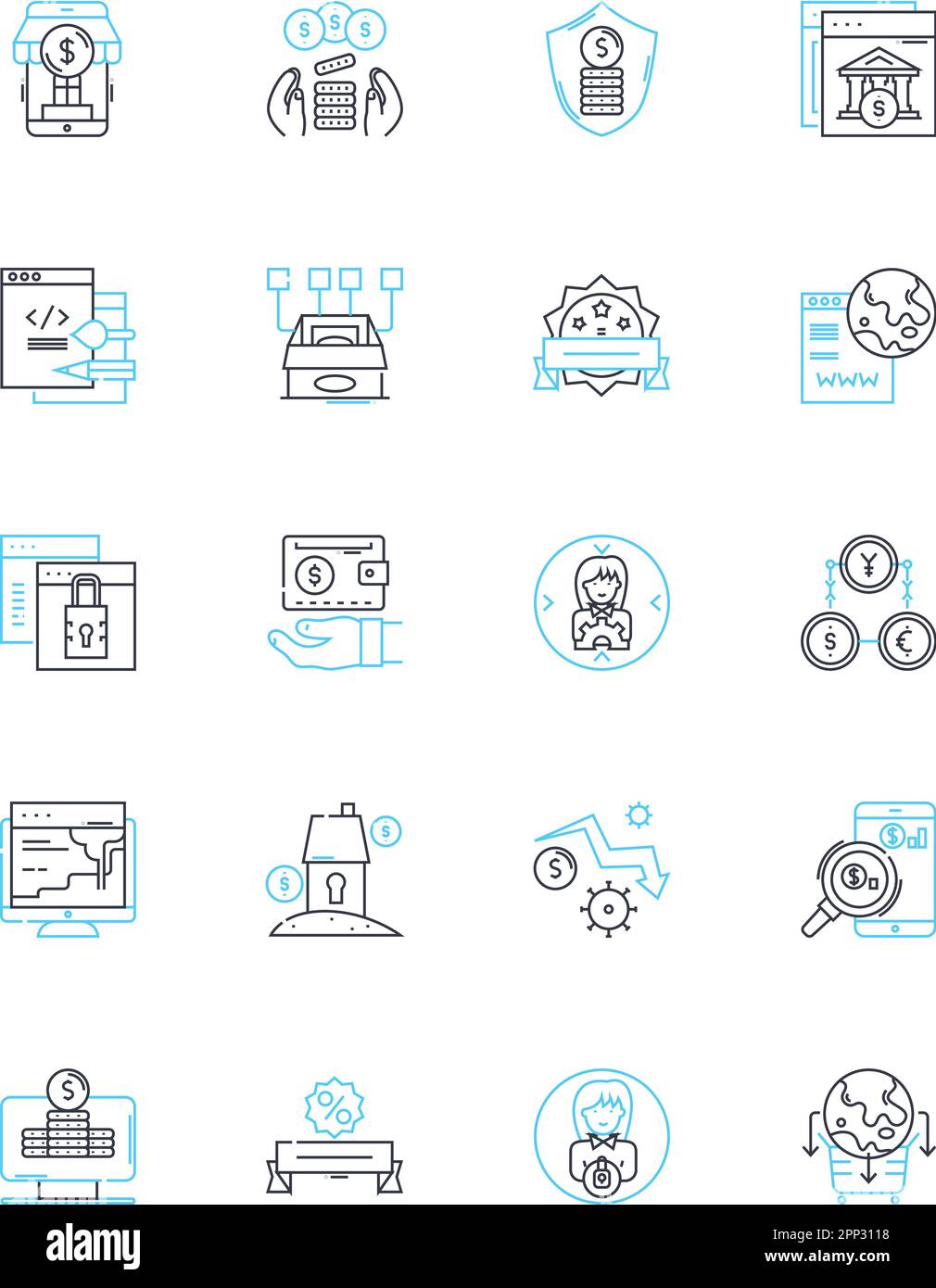 Trading Platform Linear Icons Set Interface Functionality User Friendly Efficiency