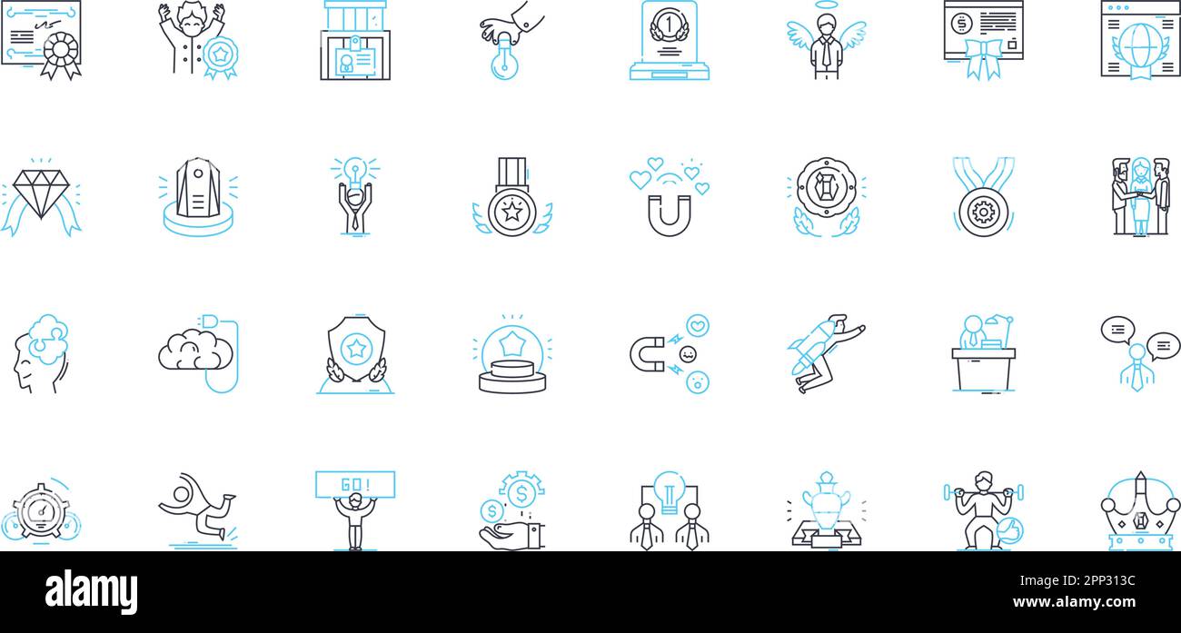 Life coaching linear icons set. Empowerment, Growth, Progress, Clarity ...
