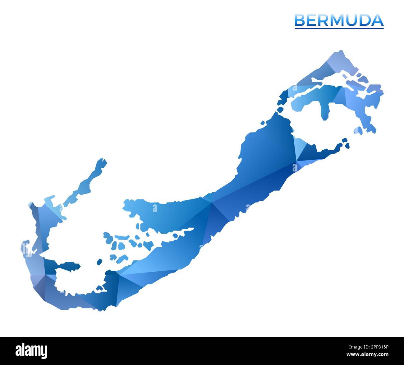 Vector polygonal Bermuda map. Vibrant geometric island in low poly ...