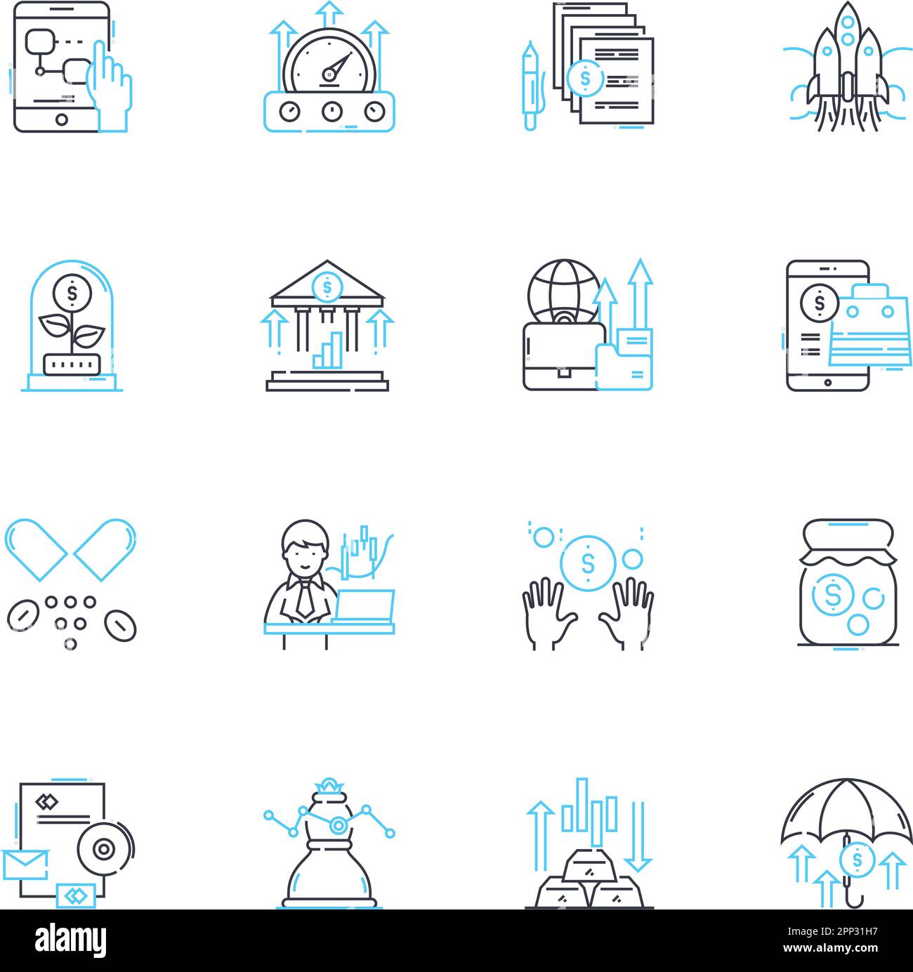 Wealth linear icons set. Prosperity, Abundance, Fortune, Riches, Assets ...