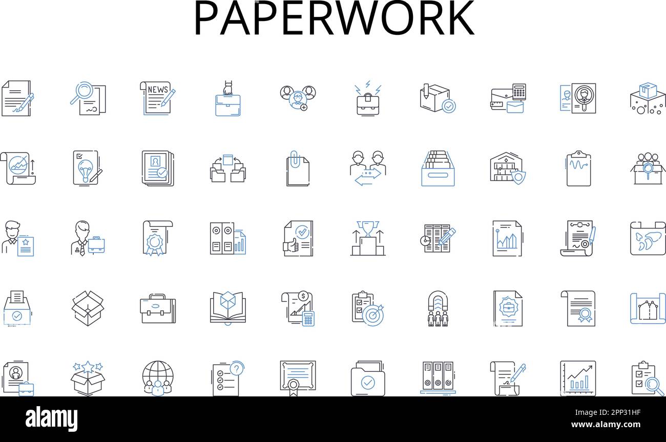 Paperwork line icons collection. Clocks, Statues, Figurines, Bookends ...