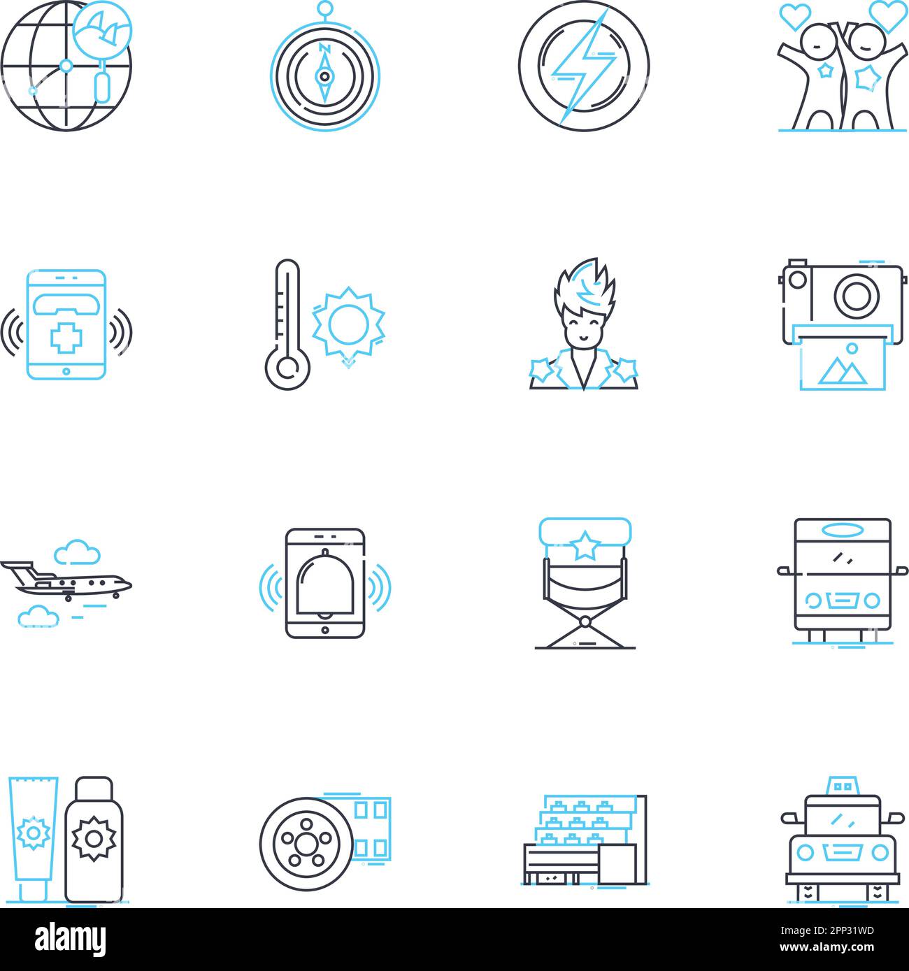 Sensory stimulation linear icons set. Tactile, Aroma, Flavor, Touch ...