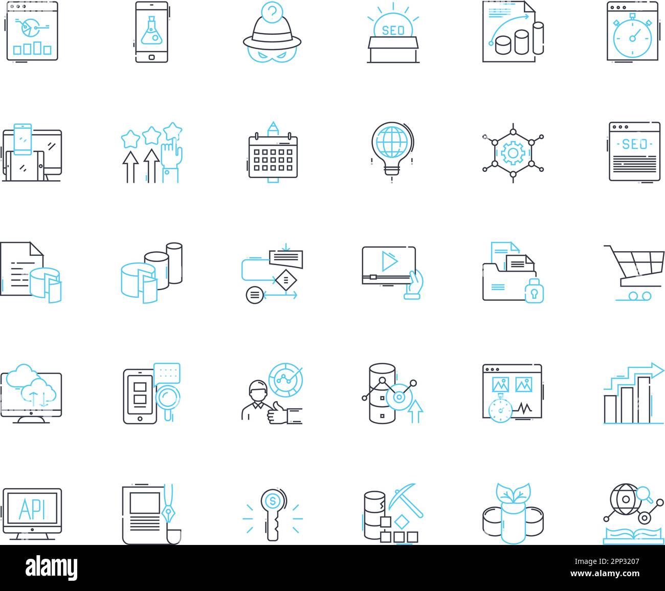 Competitor analysis linear icons set. Competition, Rivals, Comparison ...