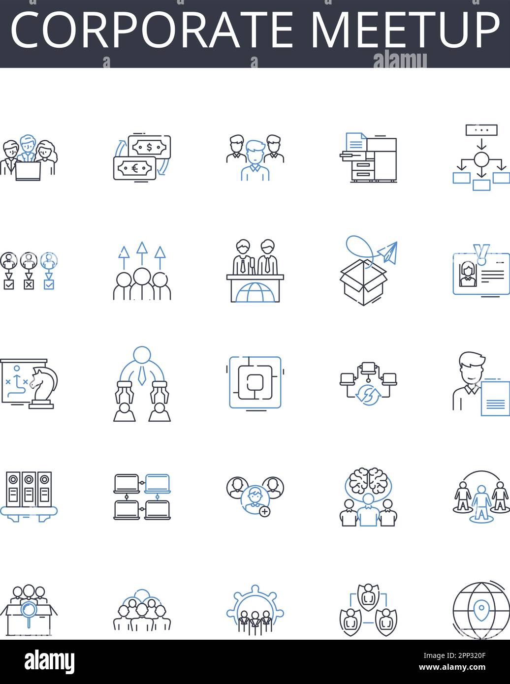 Corporate meetup line icons collection. Business conference, Executive ...