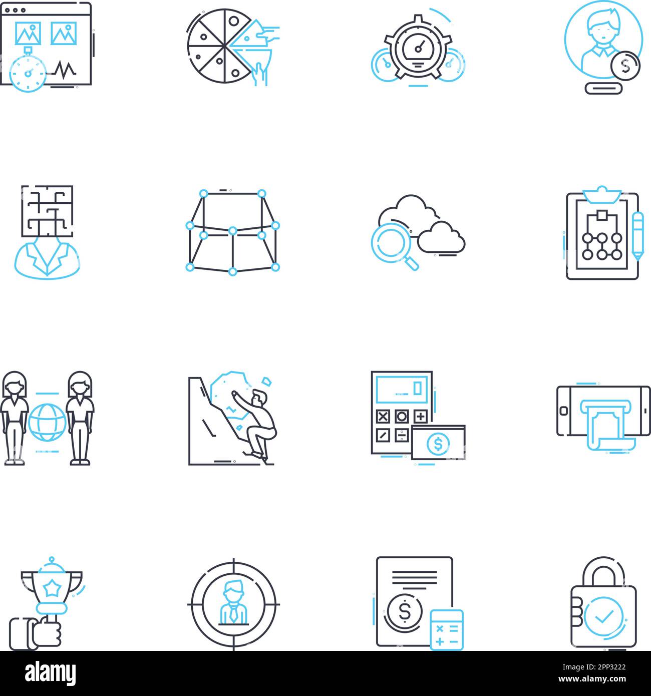 Start-up linear icons set. Innovation, Entrepreneur, Venture, Growth, Funding, Strategy, Idea ...