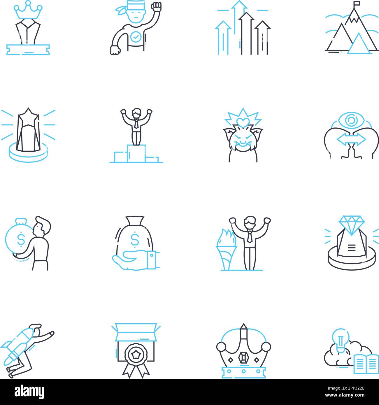 Fitness coaching linear icons set. Strength, Endurance, Flexibility ...