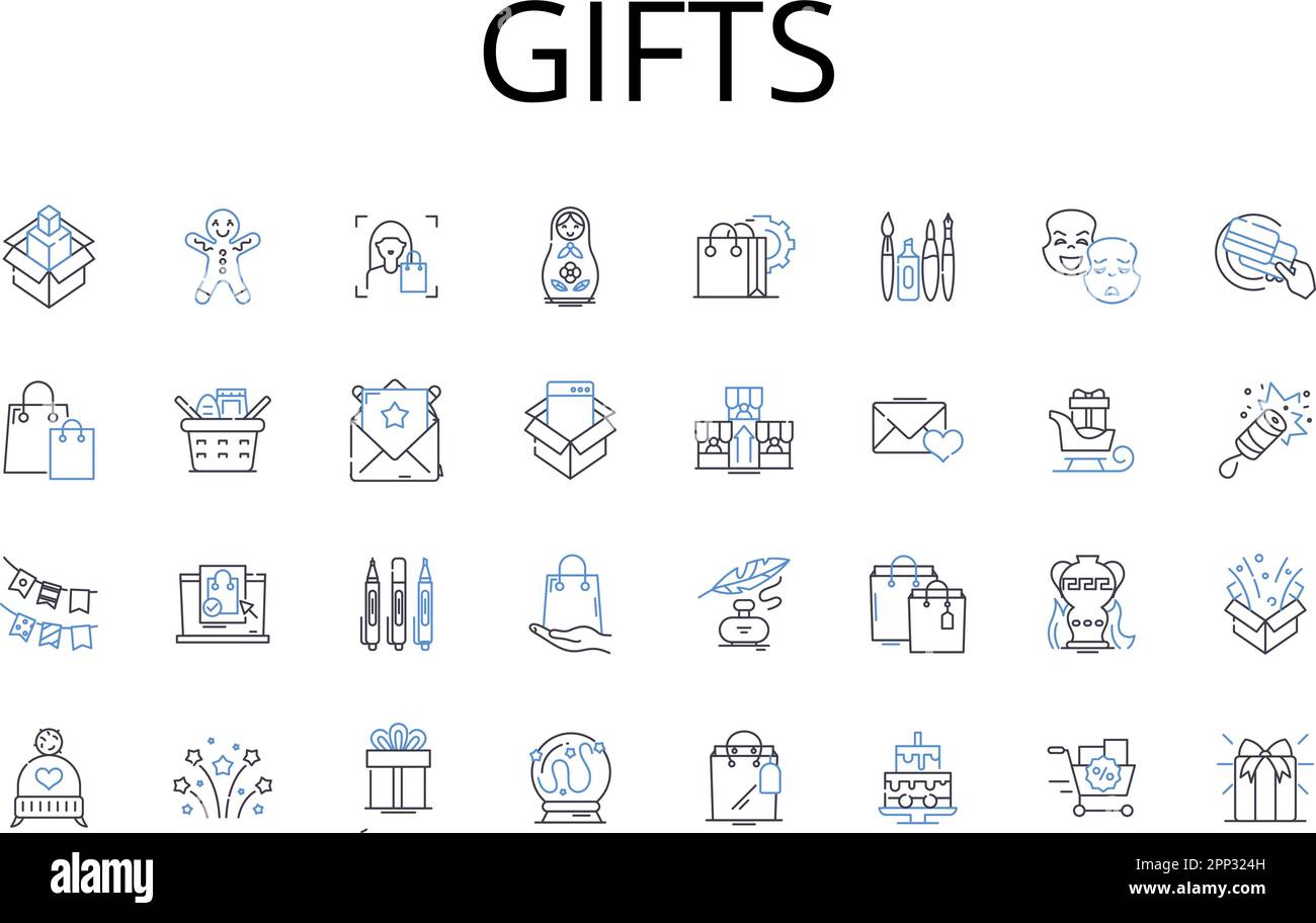 Gifts line icons collection. Presents, Souvenirs, Prizes, Rewards ...