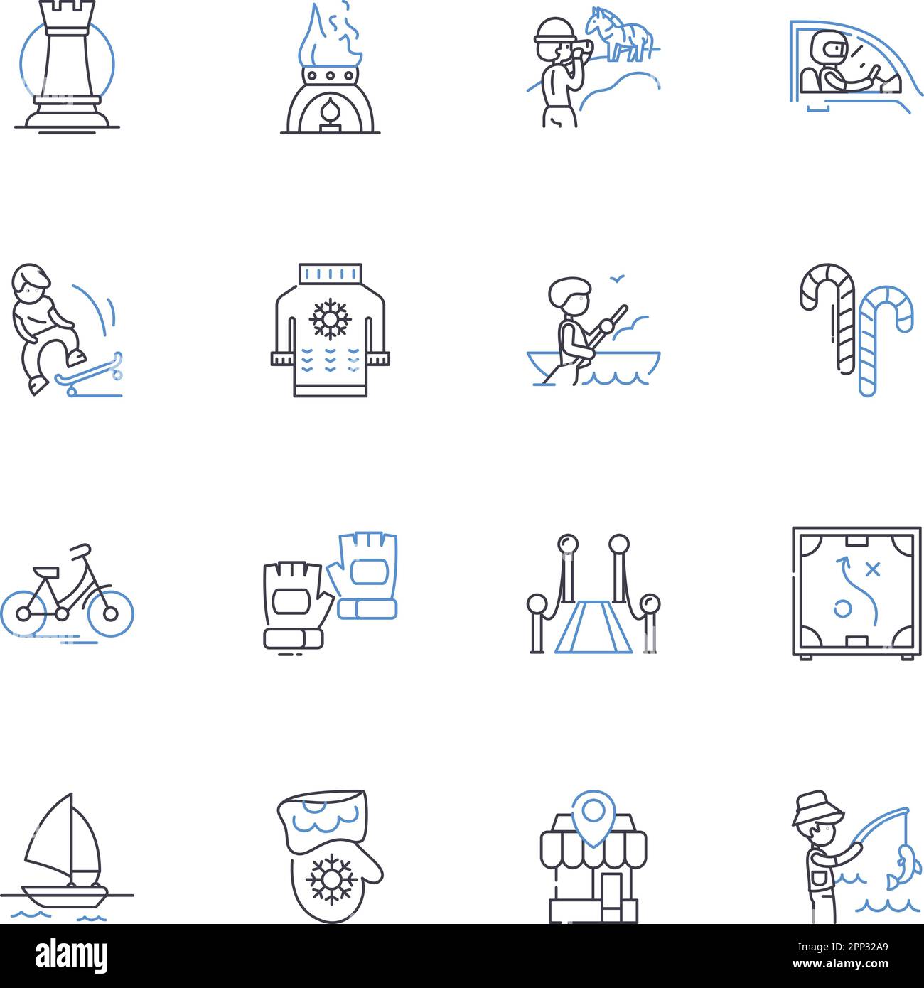 Escape Time And Sports Activities Line Icons Collection Adventure Thrills Excitement Rush