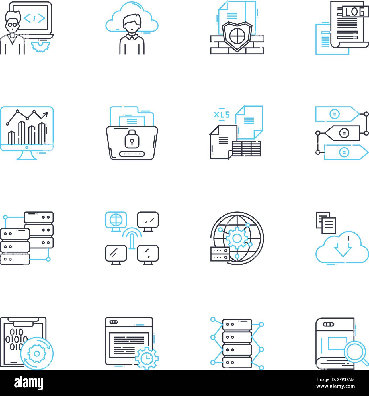 Profit maximization linear icons set. Efficiency, Expansion ...