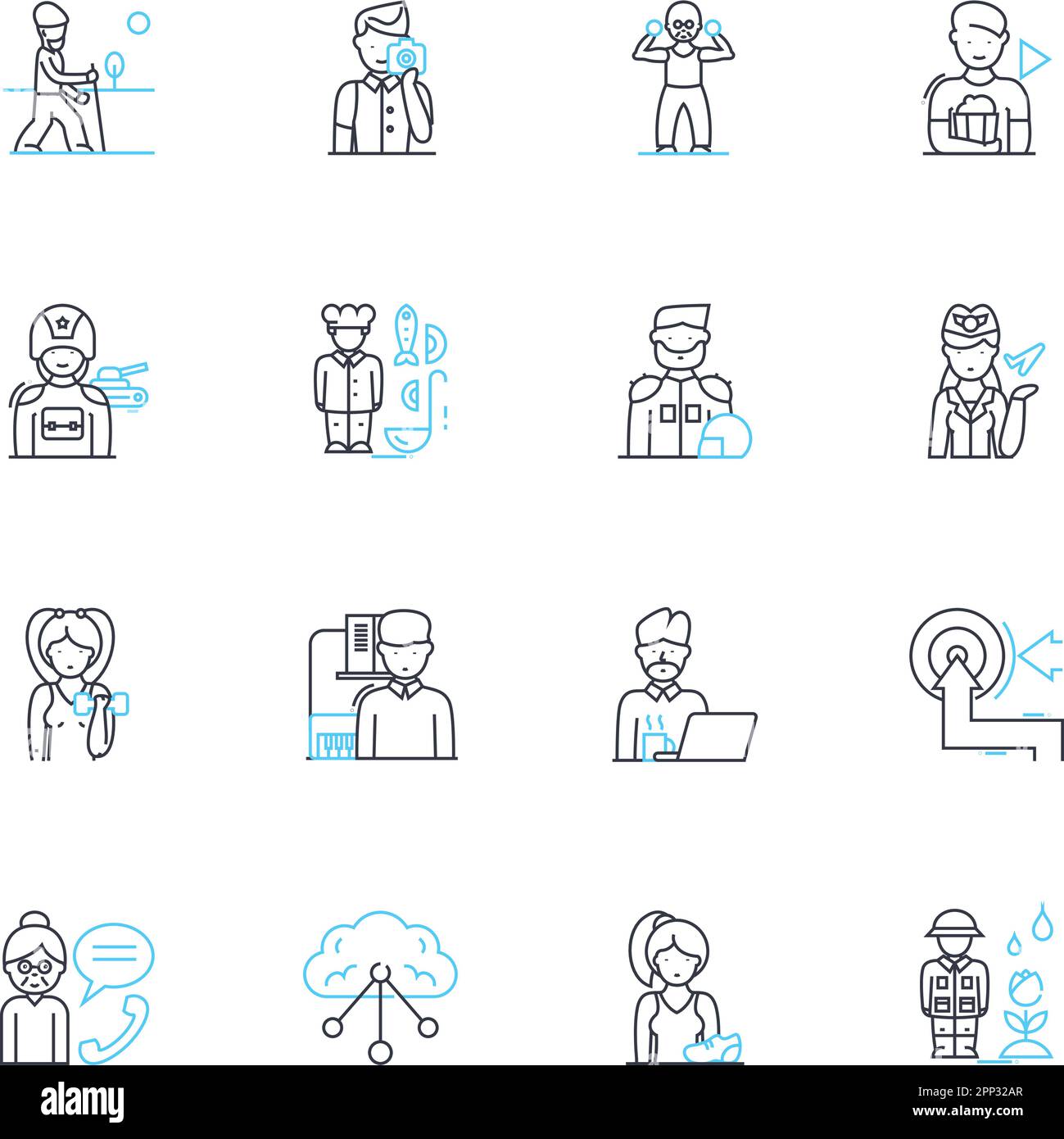 Career development linear icons set. Aspiration, Growth, Advancement ...