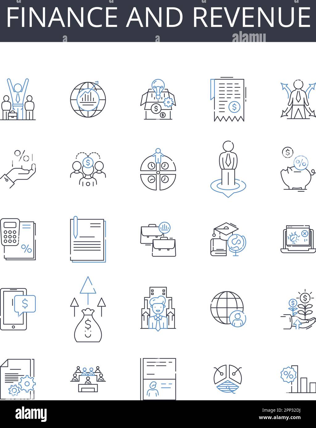 Finance and revenue line icons collection. Money management ...