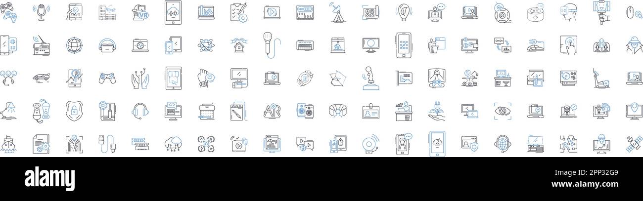 Digital services line icons collection. Online, Technology, Software, Webinar, E-commerce ...