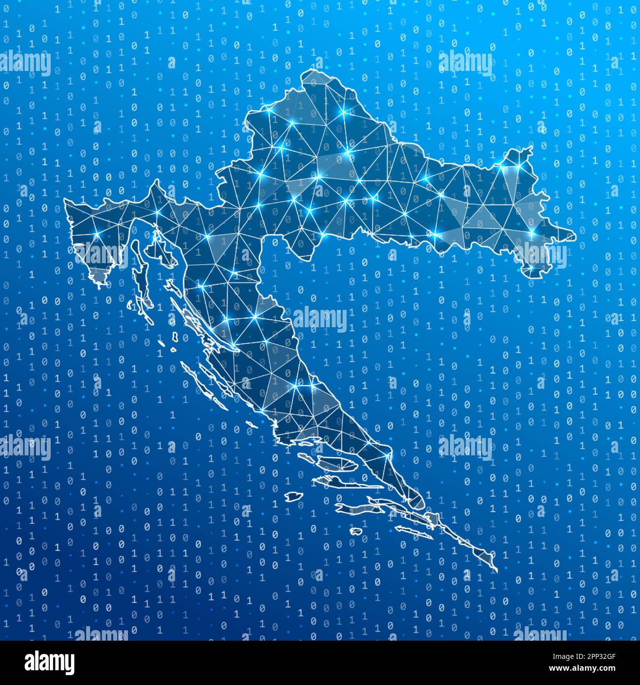 Network map of Croatia. Country digital connections map. Technology ...