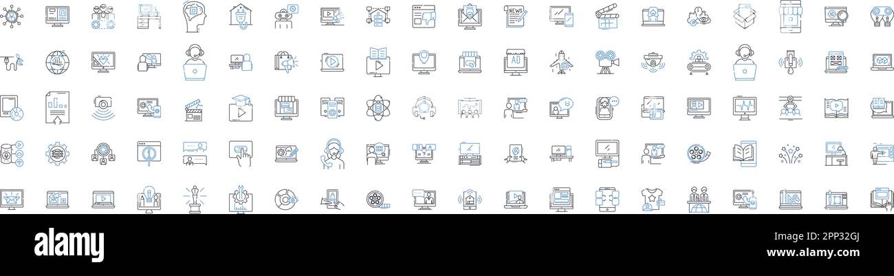 Press outlet line icons collection. Journalism, Reporting, Breaking ...