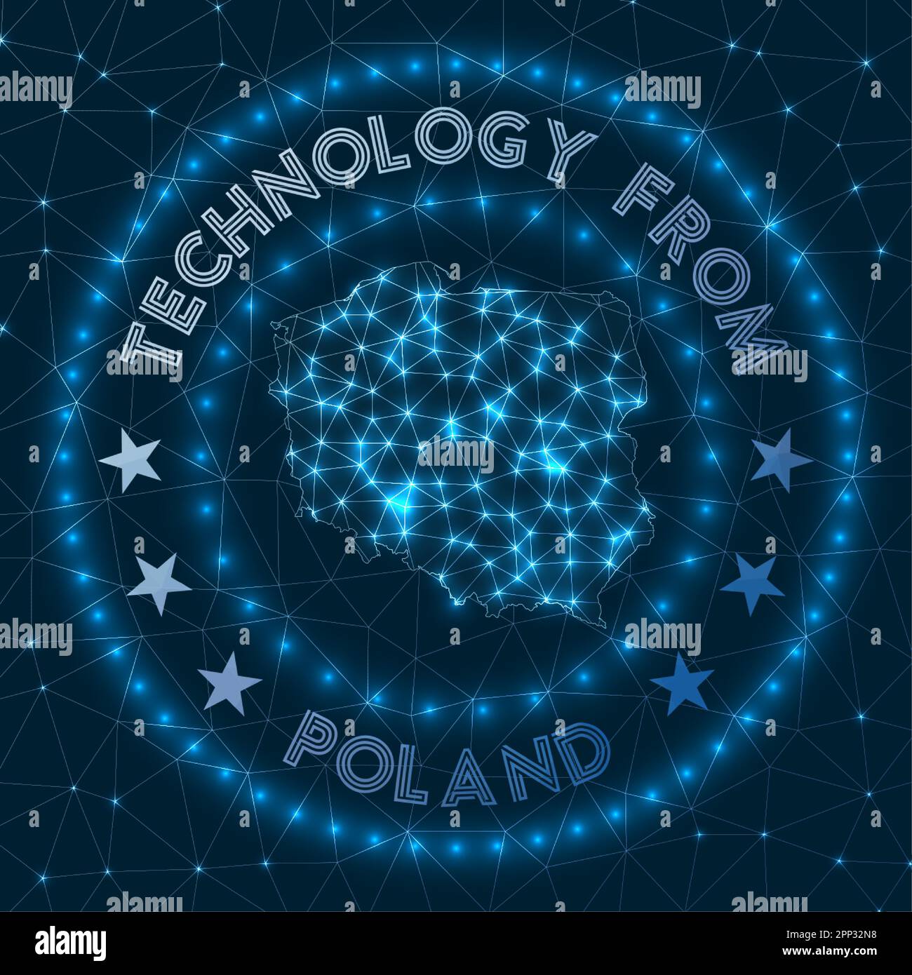 Technology From Poland. Futuristic geometric badge of the country ...