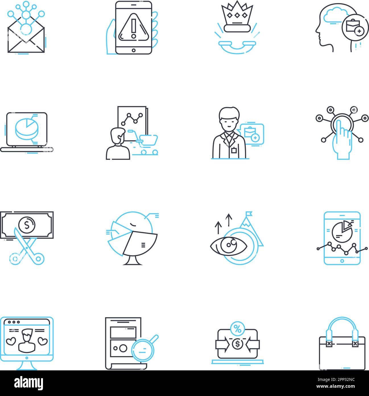 Web advertising linear icons set. Adwords, Marketing, Bidding ...