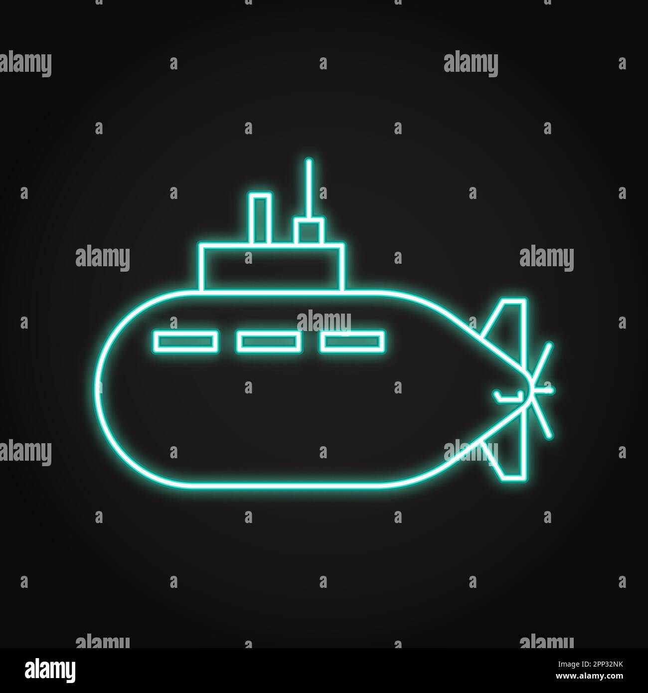 Submarine neon icon in line style. Military underwater transport symbol ...