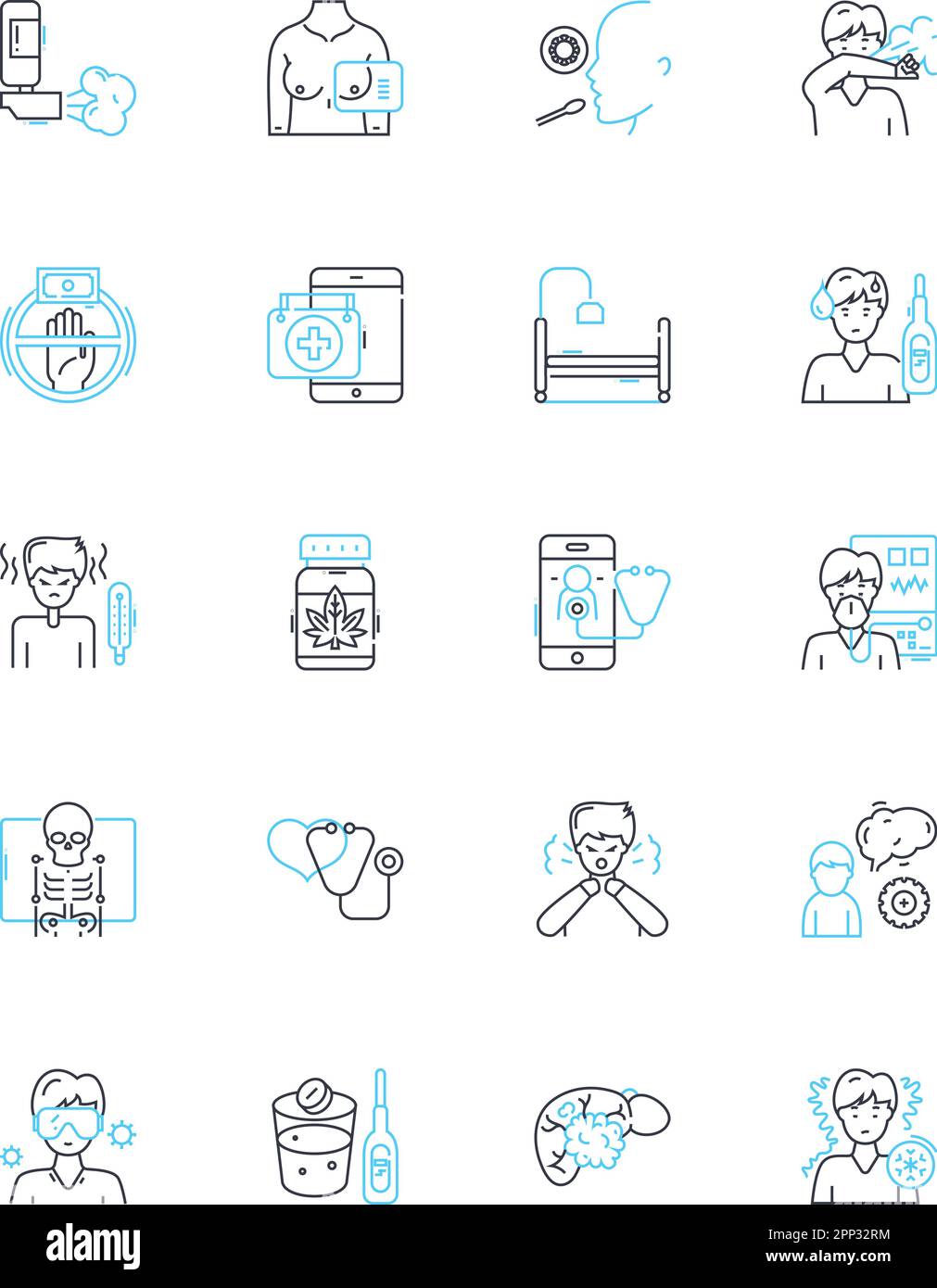 Viral eradication linear icons set. Antibiotics, Antivirals ...