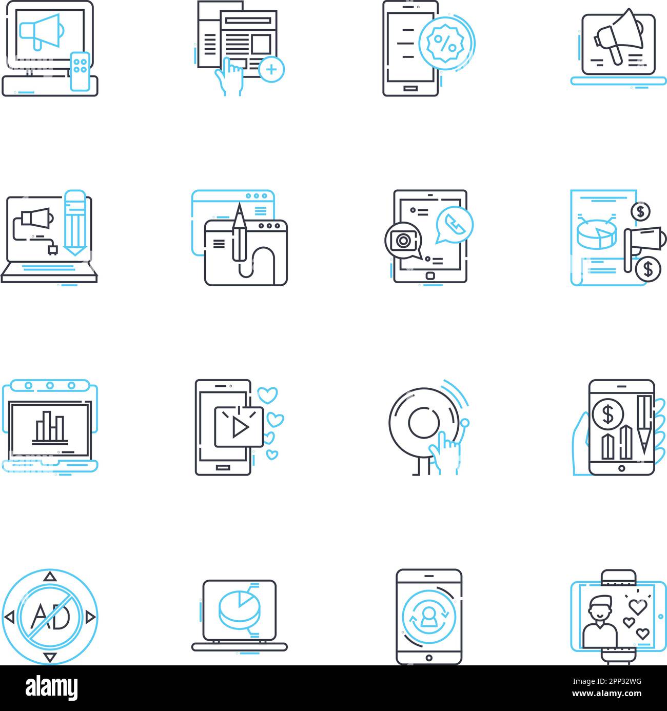 Digital Strategies Linear Icons Set Analytics Automation Branding Content Conversion