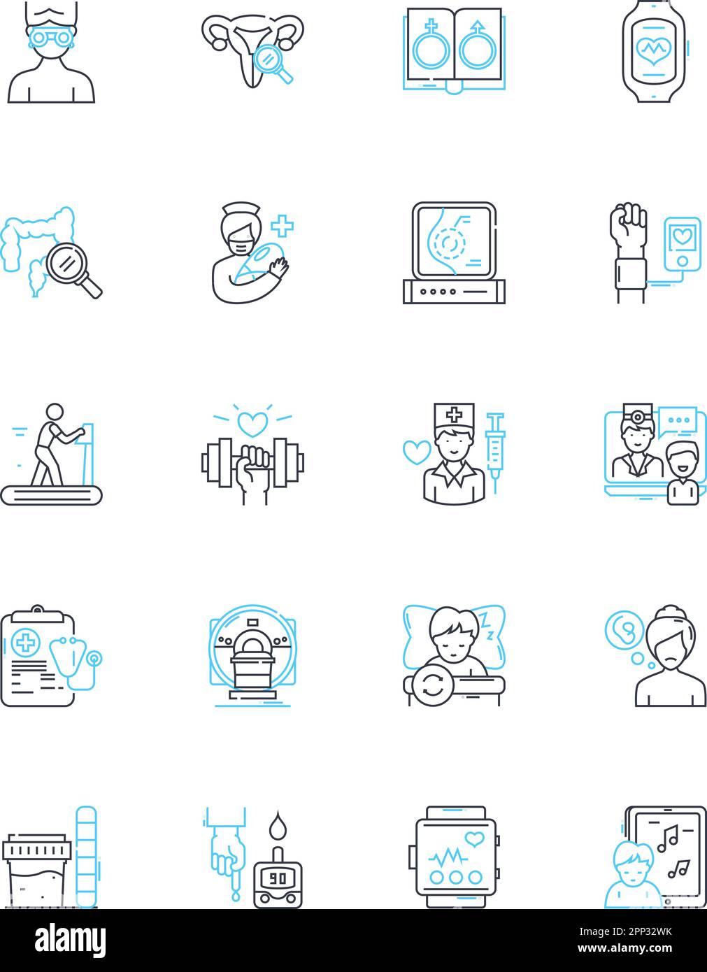 Wellbeing linear icons set. Self-care, Meditation, Yoga, Fitness, Sleep ...