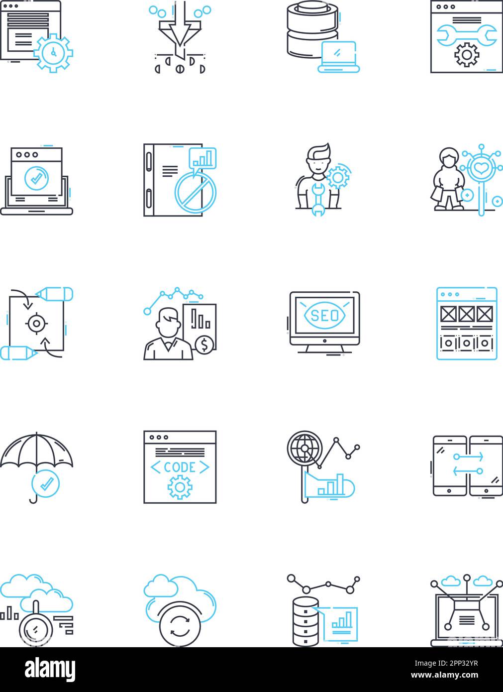 Email Marketing Linear Icons Set Automation Segmentation Personalization List Building