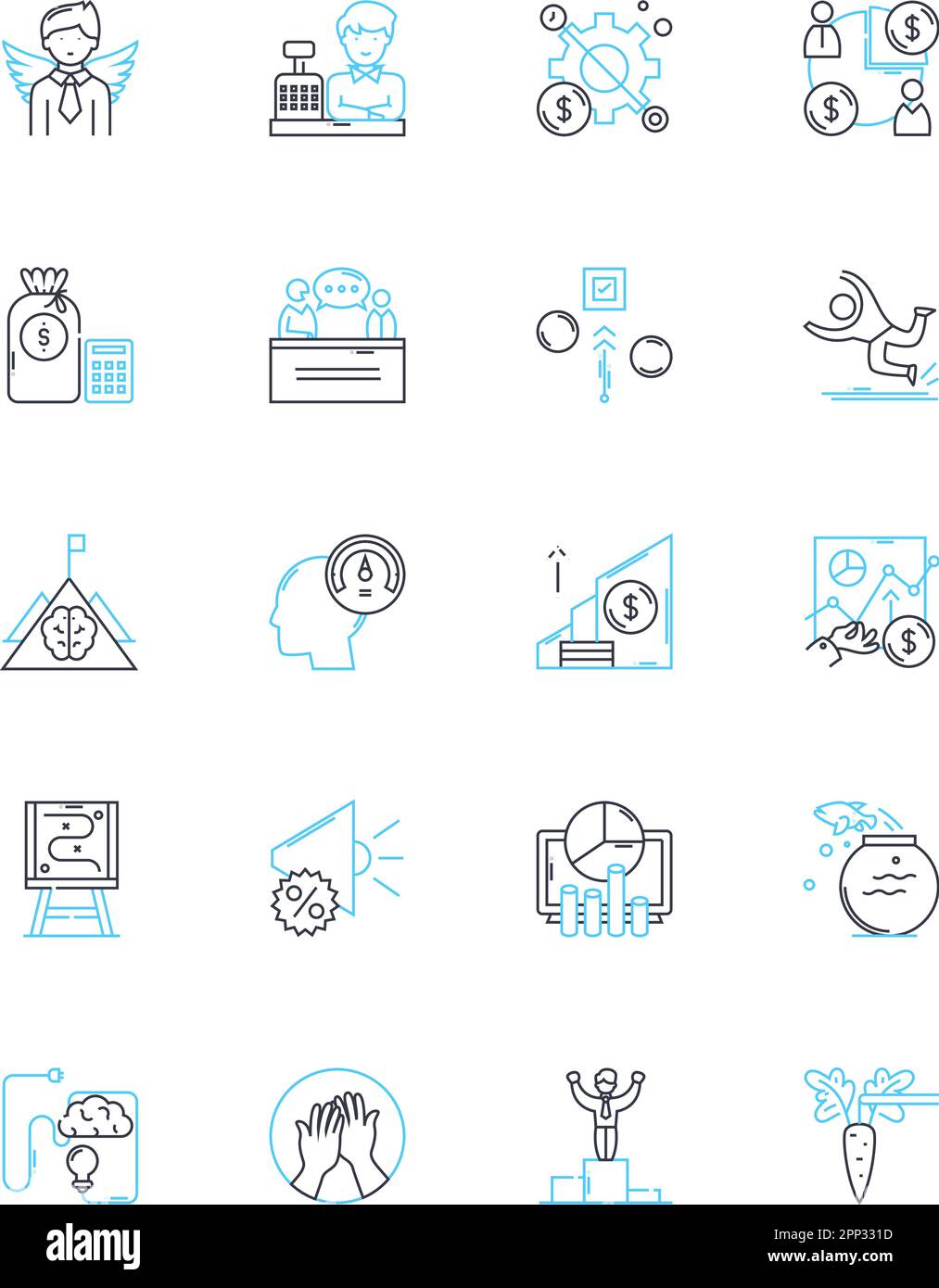 Human management linear icons set. Leadership, Communication ...