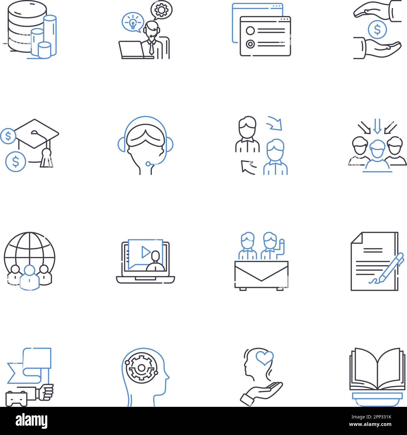 Collaborative Partnerships Line Icons Collection Synergy Integration Cooperation Unity