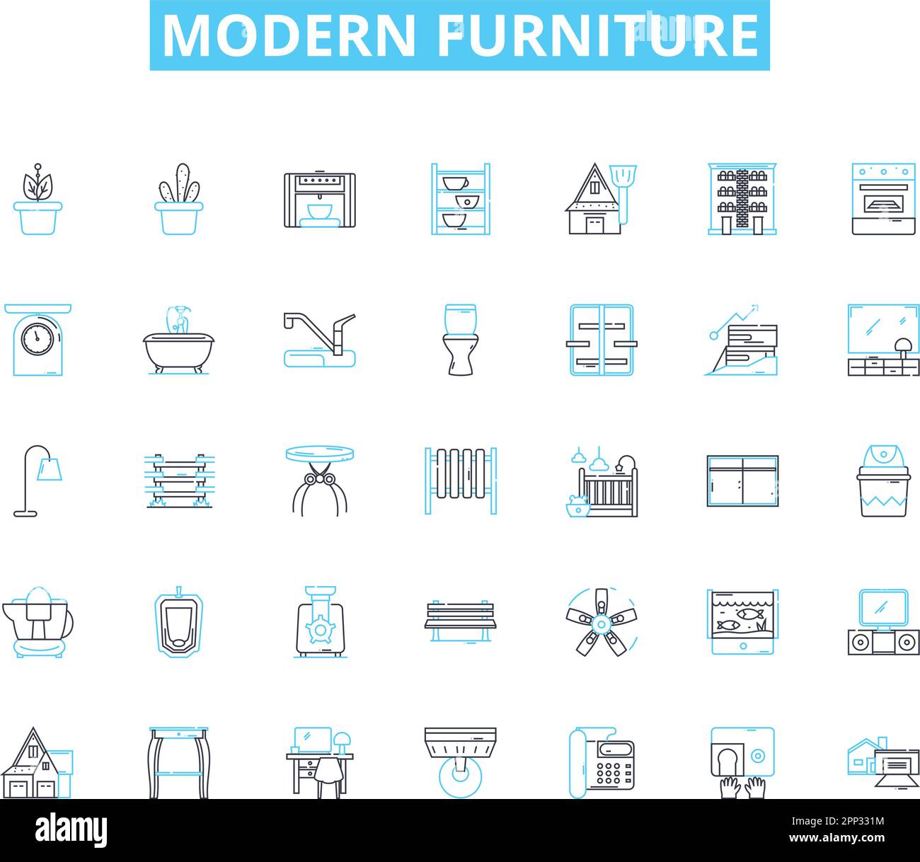 Modern furniture linear icons set. Minimalism, Sleek, Chic ...