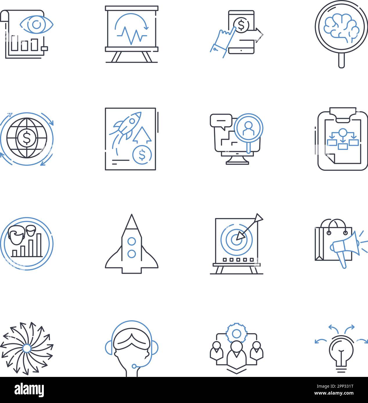 Cost Control Line Icons Collection Budgeting Analysis Reduction Optimization Monitoring