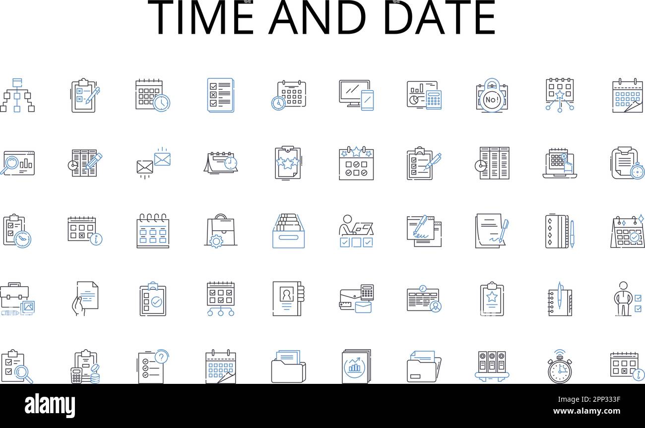 Time and date line icons collection. Entrepreneurship, Freelancing ... Time and date line icons collection. Entrepreneurship, Freelancing ...