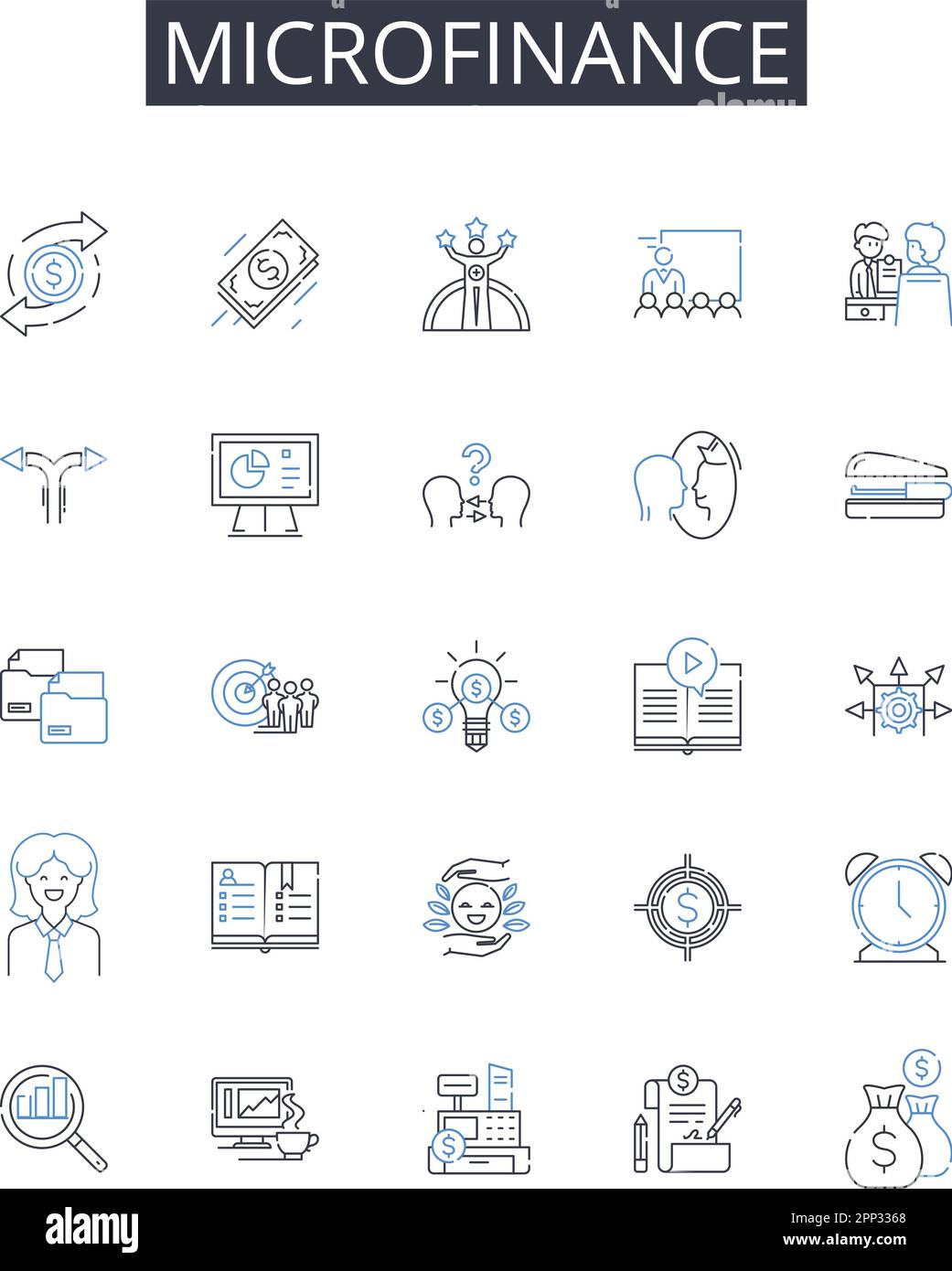 microfinance line icons collection. Fulfillment, Adventures, Joy ...