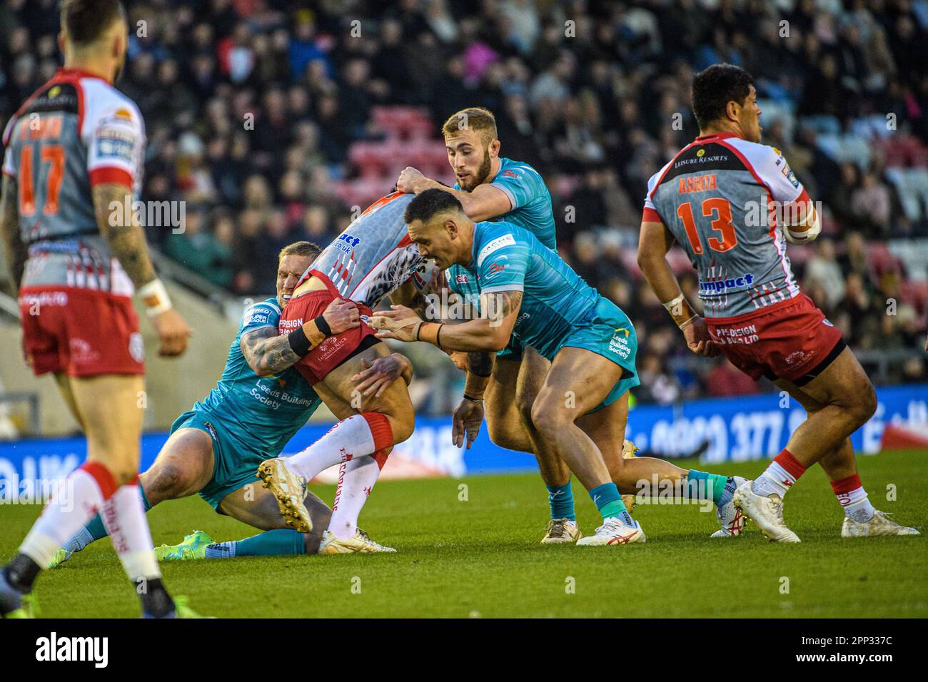 Leigh, Greater Manchester, UK. 21st Apr 2023. Leigh Leopards' Tom Amone ...