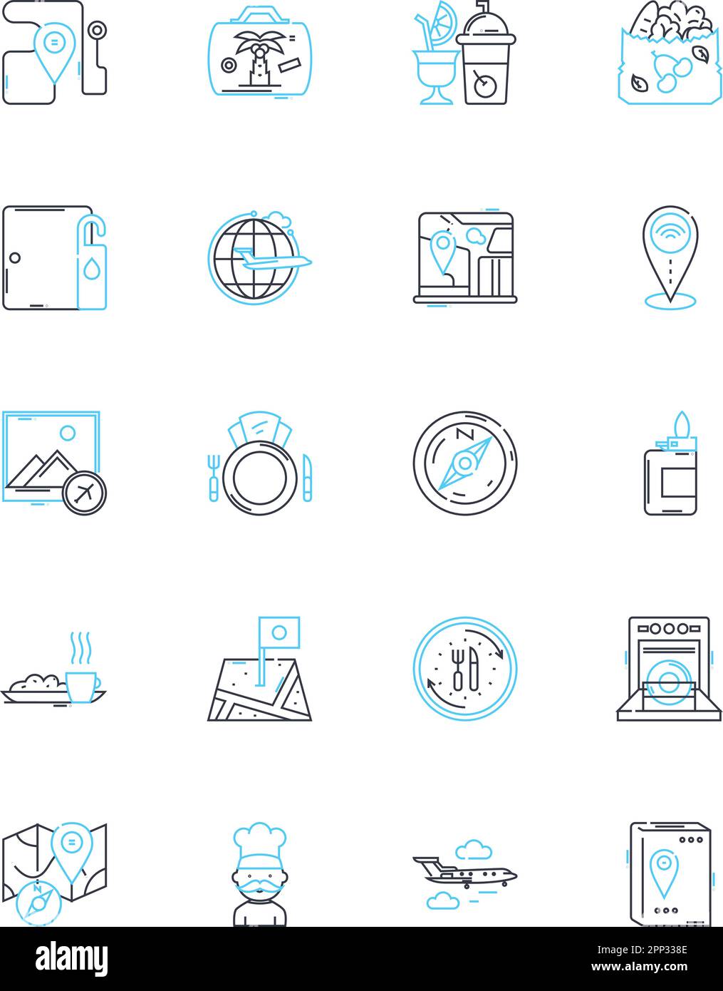 Routing linear icons set. Optimization, Pathfinding, Direction ...