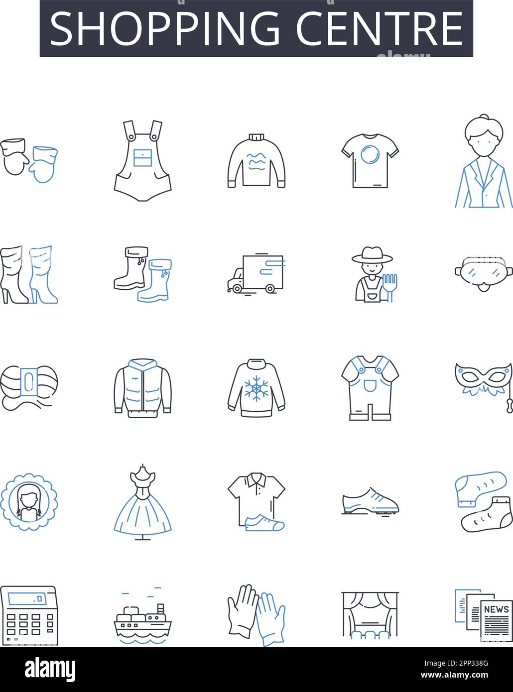 Shopping centre line icons collection. Retail complex, Marketplace ...