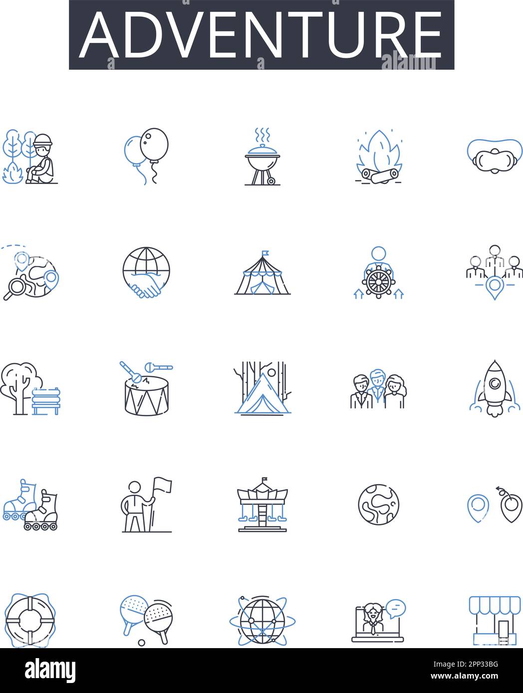 Adventure line icons collection. Collaboration, Communication, Synergy ...