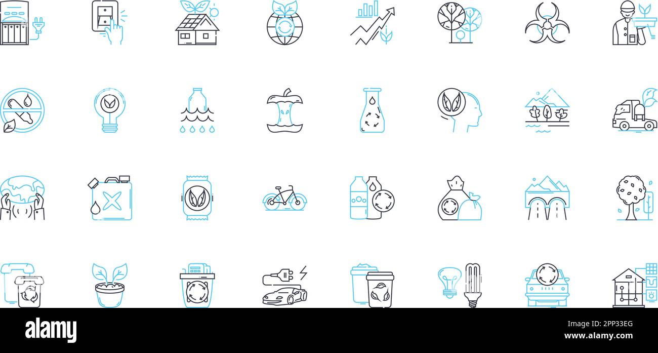 Green linear icons set. Environmentally-friendly, Eco-conscious ...