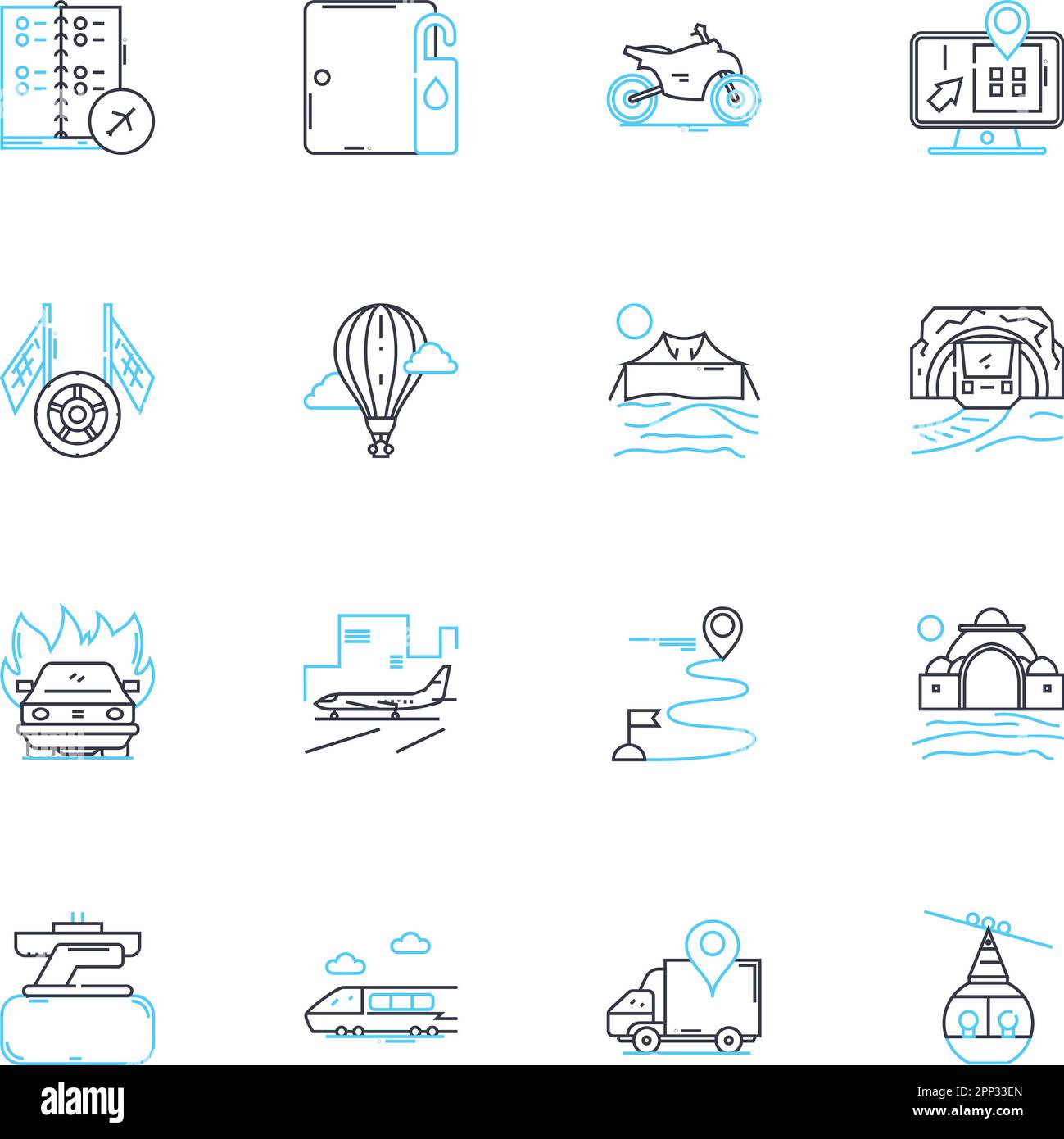 Weekend retreat linear icons set. serenity, relaxation, rejuvenation ...