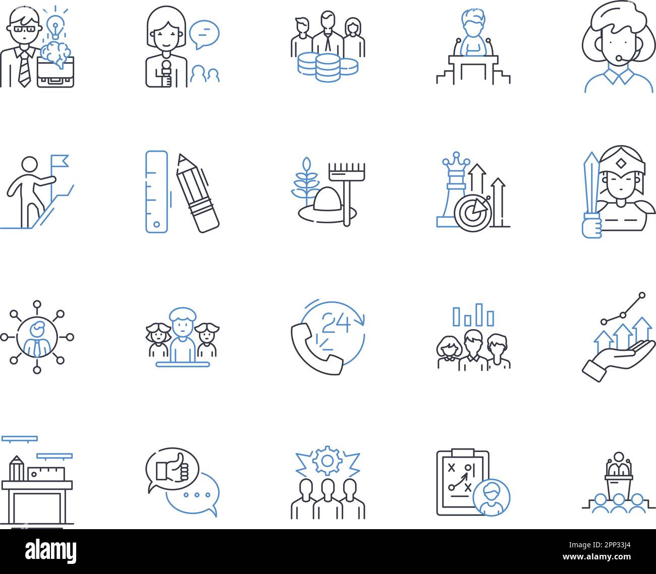 Professional duties line icons collection. Accountability, Integrity ...