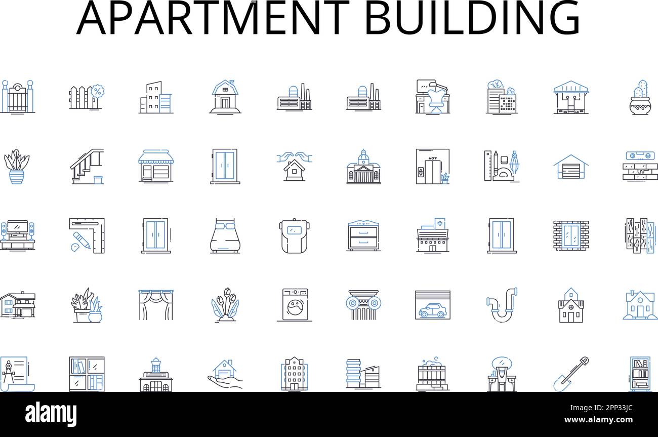 Apartment building line icons collection. Online, Digital, Remote ...