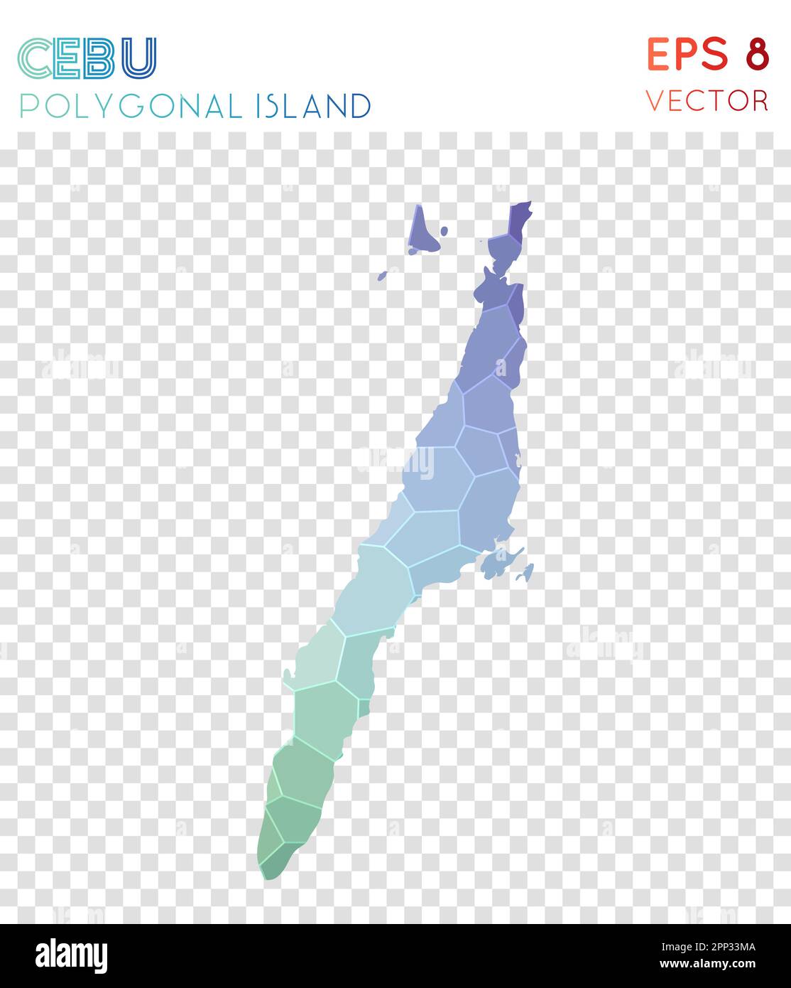 Cebu polygonal map, mosaic style island. Magnificent low poly style ...