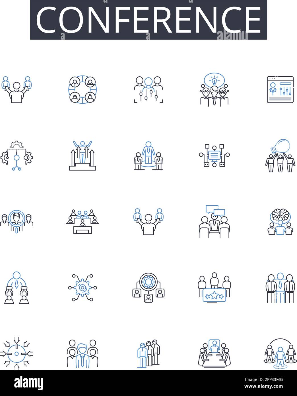 Conference line icons collection. Meeting, Assembly, Symposium ...