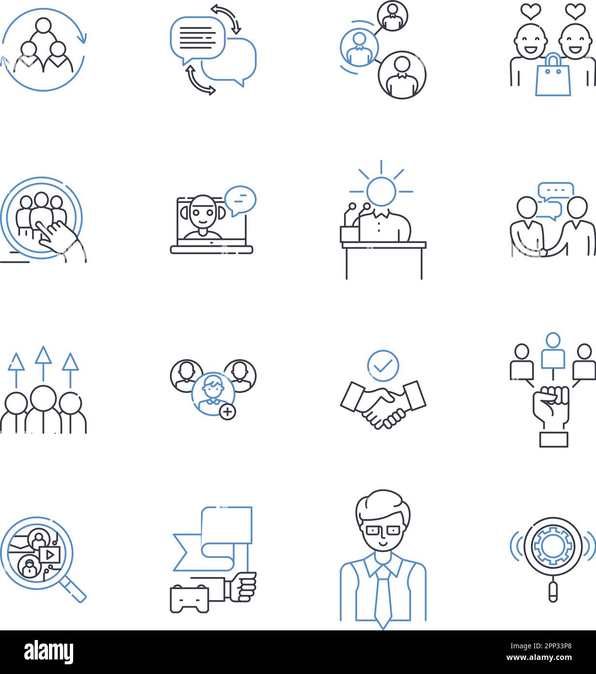 Executive mentoring line icons collection. Leadership, Guidance, Alignment, Development ...