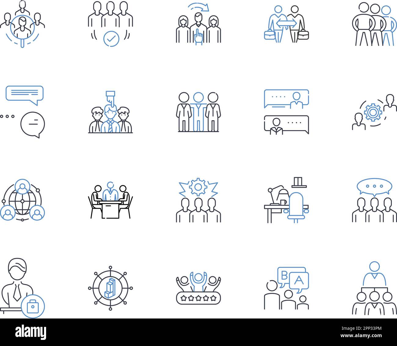 Guiding team line icons collection. Leadership, Collaboration, Trust ...