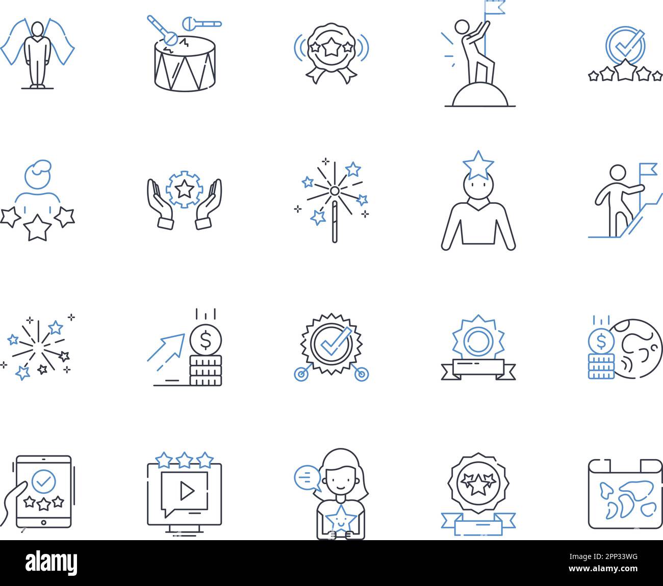 Victory and economic line icons collection. Triumph, Prosperity ...