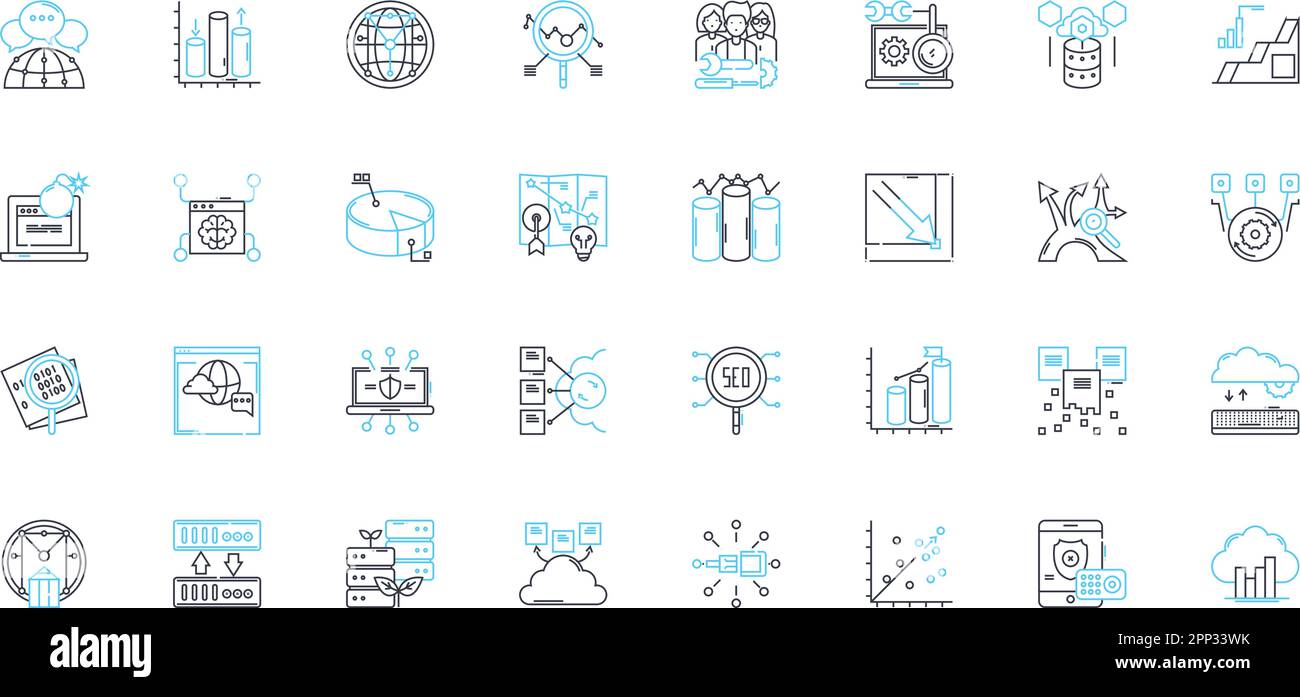 Cybersecurity linear icons set. Encryption, Firewall, Malware, Virus ...
