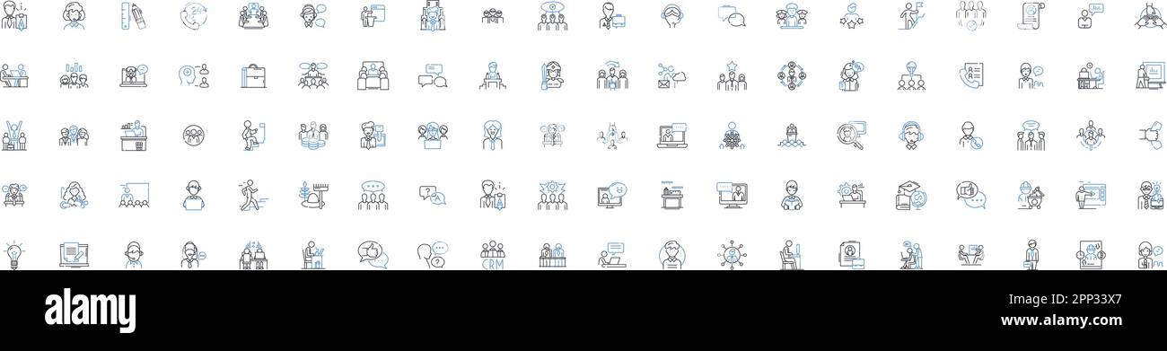 Team member line icons collection. Collaborator, Cohesive, Trusrthy ...