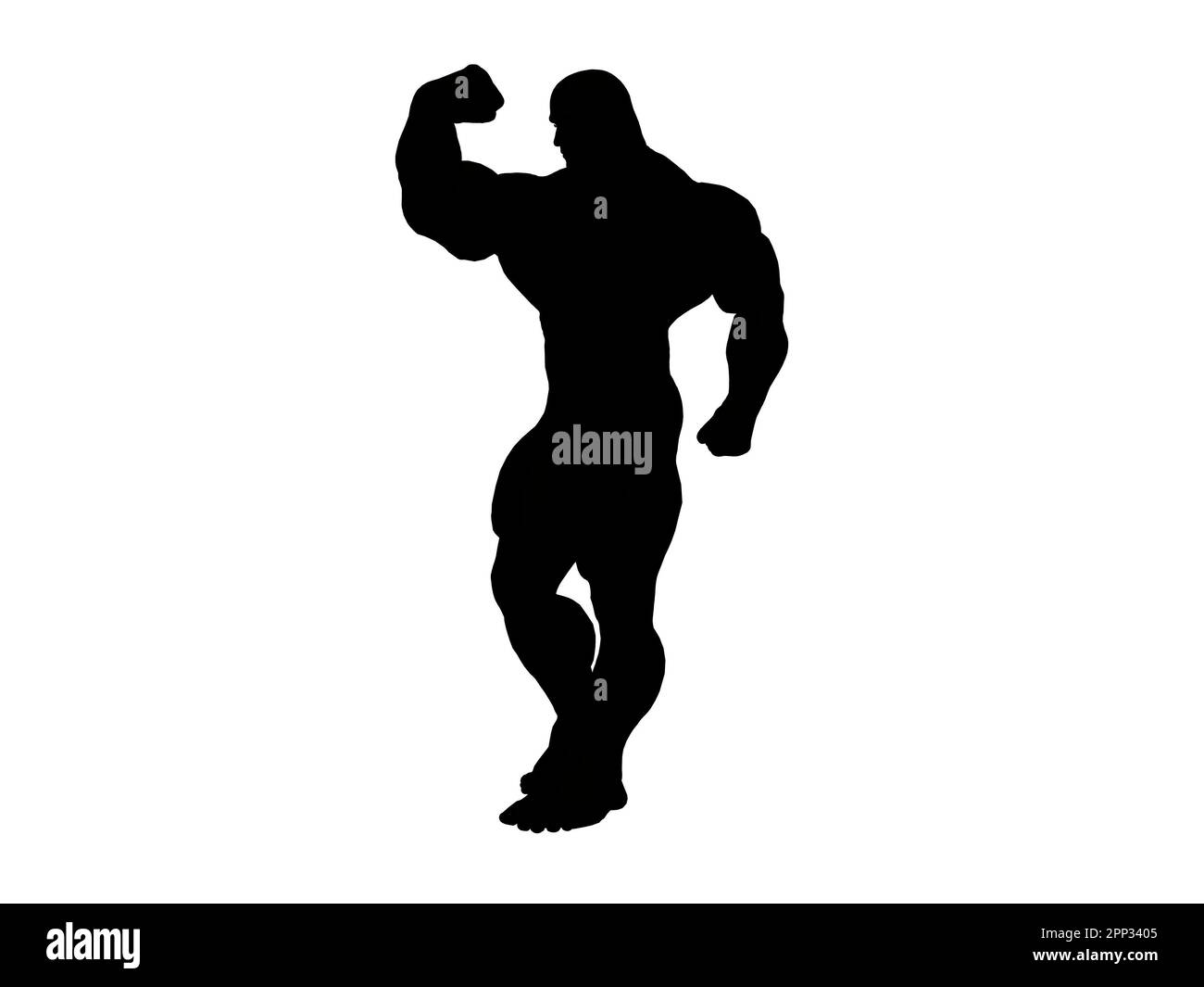 Heavily muscles silhouette hercules isolated over white Stock Photo - Alamy