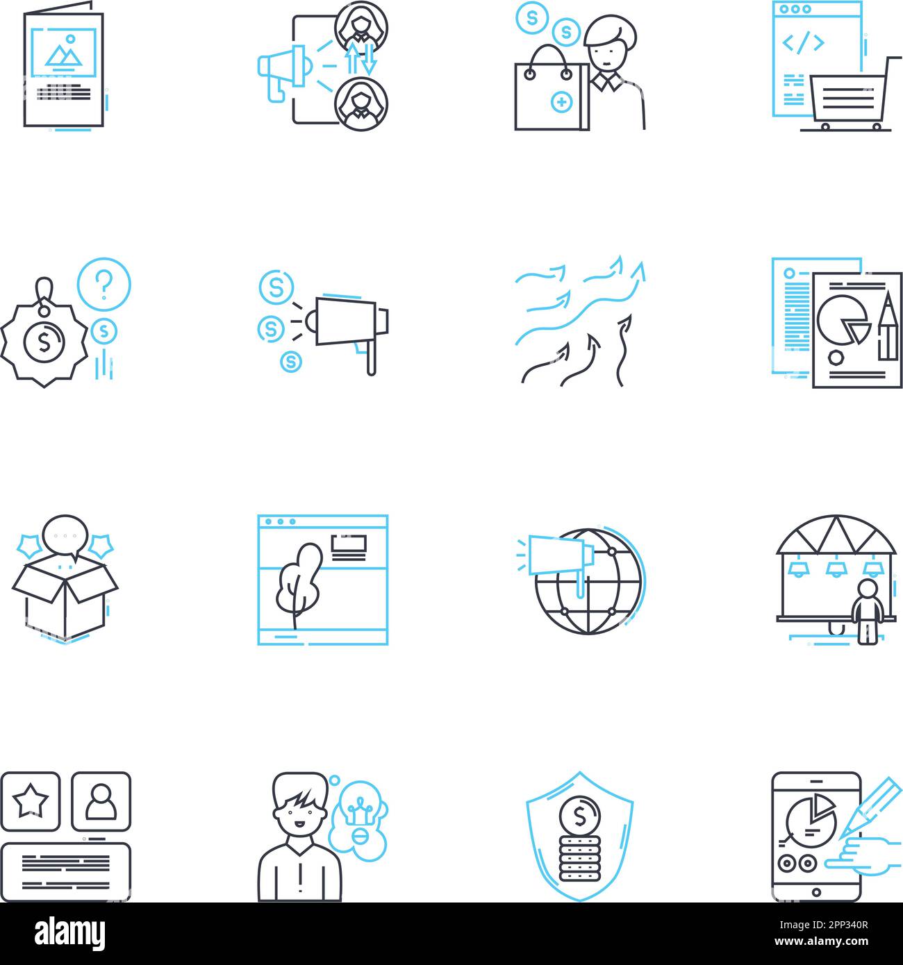Publicity company linear icons set. Promote, Visibility, Exposure ... Publicity company linear icons set. Promote, Visibility, Exposure ...
