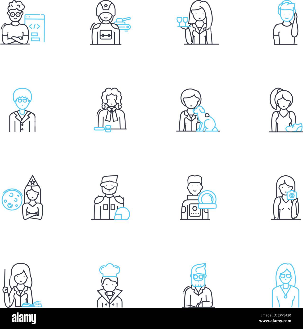 Consumer insights linear icons set. Behavior, Trends, Sentiment, Opinions, Preferences, Loyalty ...